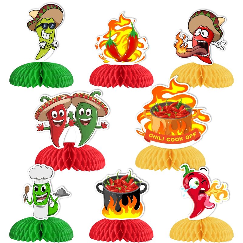 Balterever 8PCS Chili Cook off Table Centerpieces Chili Cook off ...
